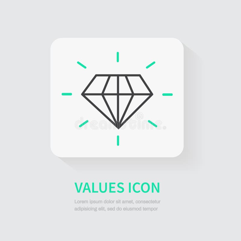 Diamond Icon. Values Flat Icon for Apps and Websites. Vector ...