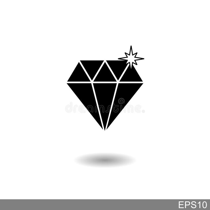 Diamond Icon on White Background. Stock Vector - Illustration of ...