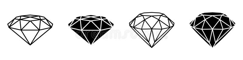 Diamond Icons Versions Set in Black Flat and Line Style Stock Vector ...