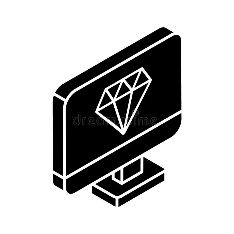 Diamond Inside Computer Monitor Showing Concept Isometric Icon of ... Diamond Inside Computer Monitor Showing Concept Isometric Icon of ...