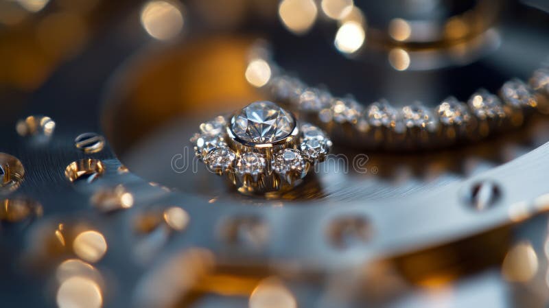Diamond Jewel Set in Complex Watch Mechanism Stock Image - Image of ...