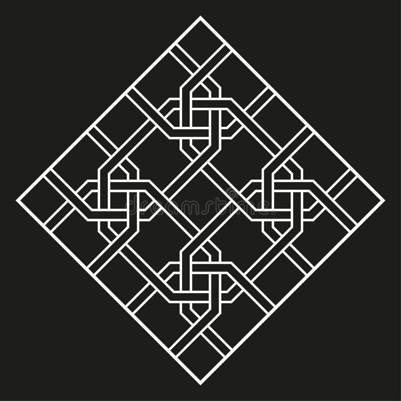 Diamond Knot Shape. Interlaced Square Pattern. Monochrome Linear Icon ...