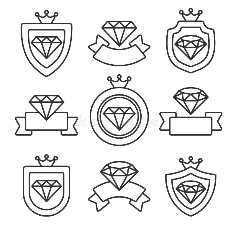 Diamond Labels and Elements Set. Collection Icon Diamonds Stock Vector ...