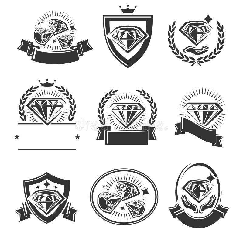 Diamond Labels and Elements Set. Collection Icon Diamonds Stock Vector ...
