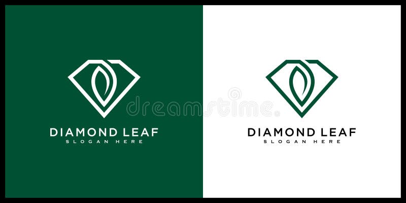 Diamond Leaf Logo Vector Design Line Style Stock Vector - Illustration ...