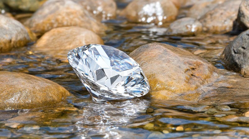 A Diamond Lies on the Ground, Its Reflection Visible in Calm Waters ...