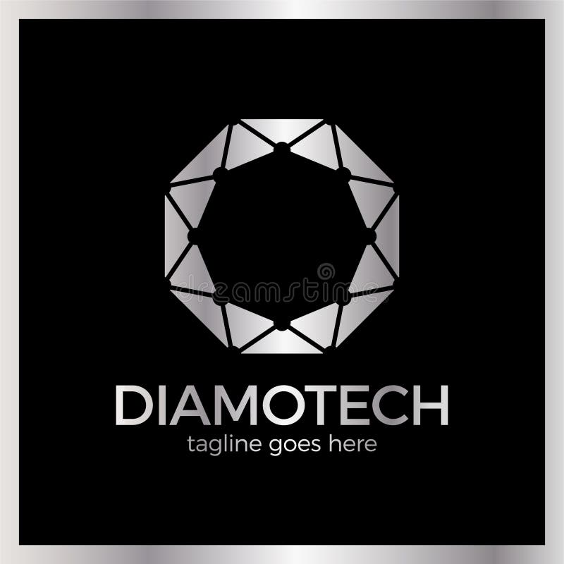 Diamond Line Connect Dots Tech Logotype. Top View Stock Illustration ...