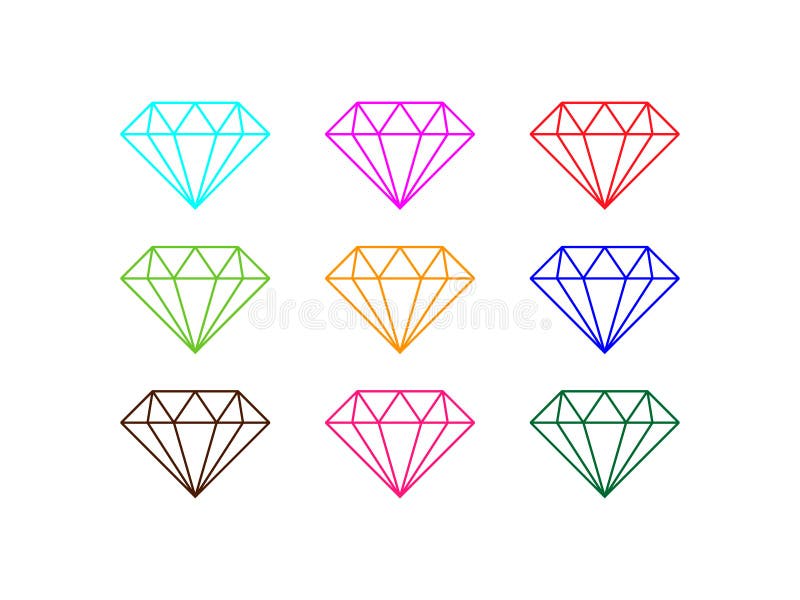 Diamond Line Linear Style Pixel Perfect Vector Icon Set Stock ...