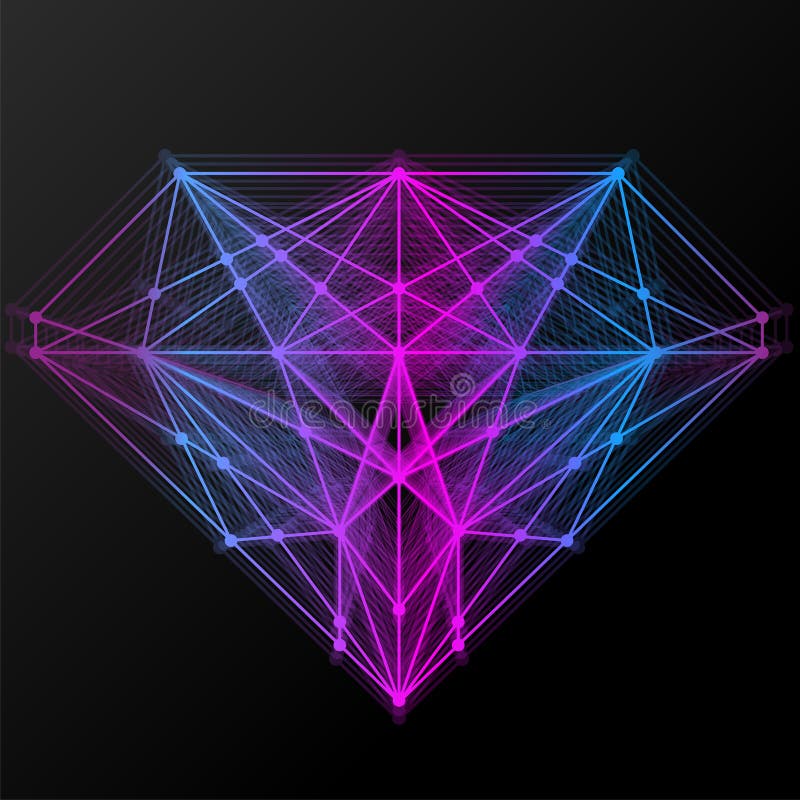 Diamond with Lines and Dots, Polygonal Structure Stock Vector ...