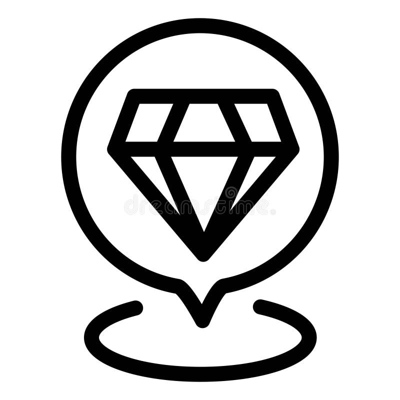 Diamond in Location Marker or Map Pin. Jewelry Location Point Sign ...
