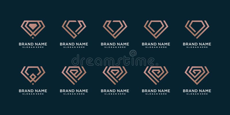 Diamond Logo Collection with Creative Line Concept Premium Vector Stock ...