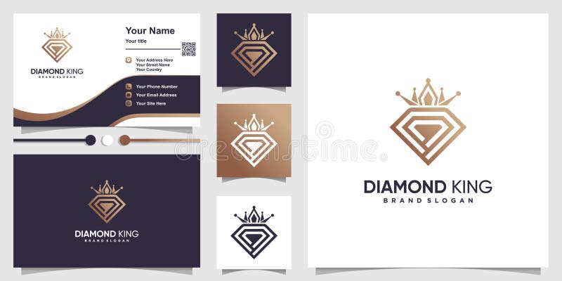 Diamond Logo Design with Crown Element Concept Premium Vector Stock ...