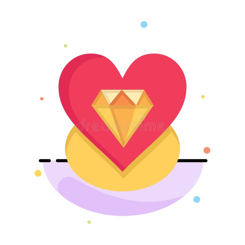 Diamond, Love, Heart, Wedding Abstract Flat Color Icon Template Stock ...