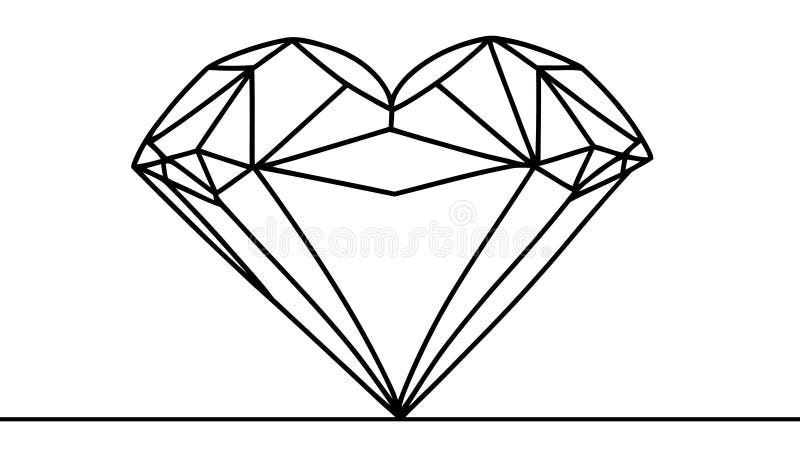 Diamond Love Shape One Line Continuous Concept Banner. Hand Drawn ...