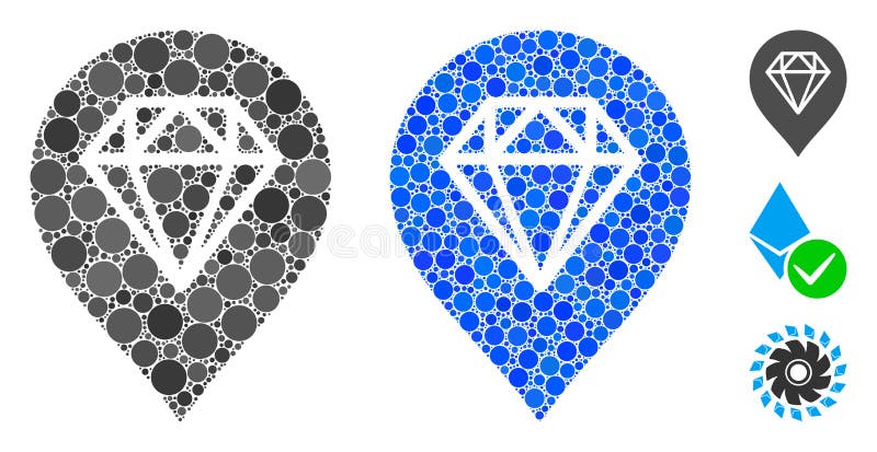 Diamond Map Marker Composition Icon of Spheric Items Stock Vector ...