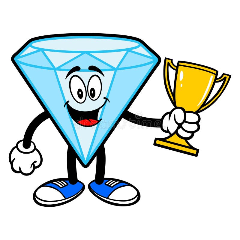 Diamond Mascot with a Trophy Stock Vector - Illustration of cartoon ...