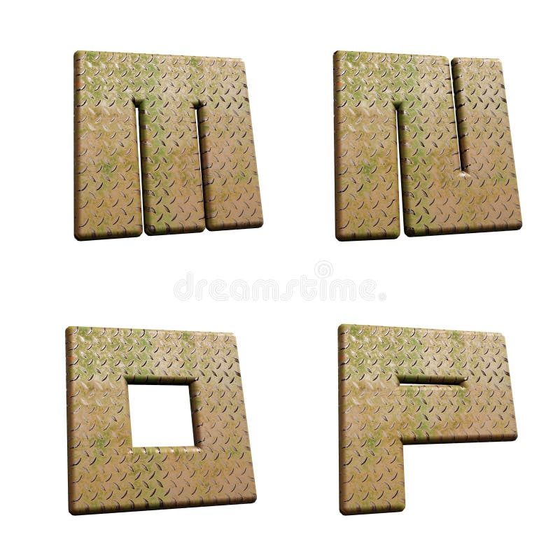 Diamond Metal Plate Alphabet - Letters M-P Stock Illustration ...
