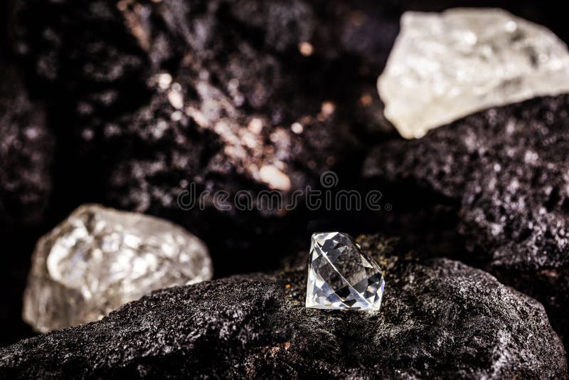 Diamond Mine with Rough and Cut Stones, Diamond Mining Concept Stock ...