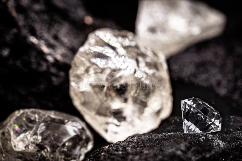 Diamond Mine with Rough and Cut Stones, Diamond Mining Concept Stock ...