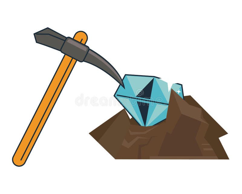 Diamond mining and pick stock vector. Illustration of construction ...