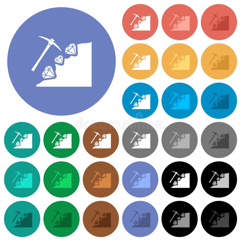 Diamond Mining Round Flat Multi Colored Icons Stock Vector - Illustration of industry ...