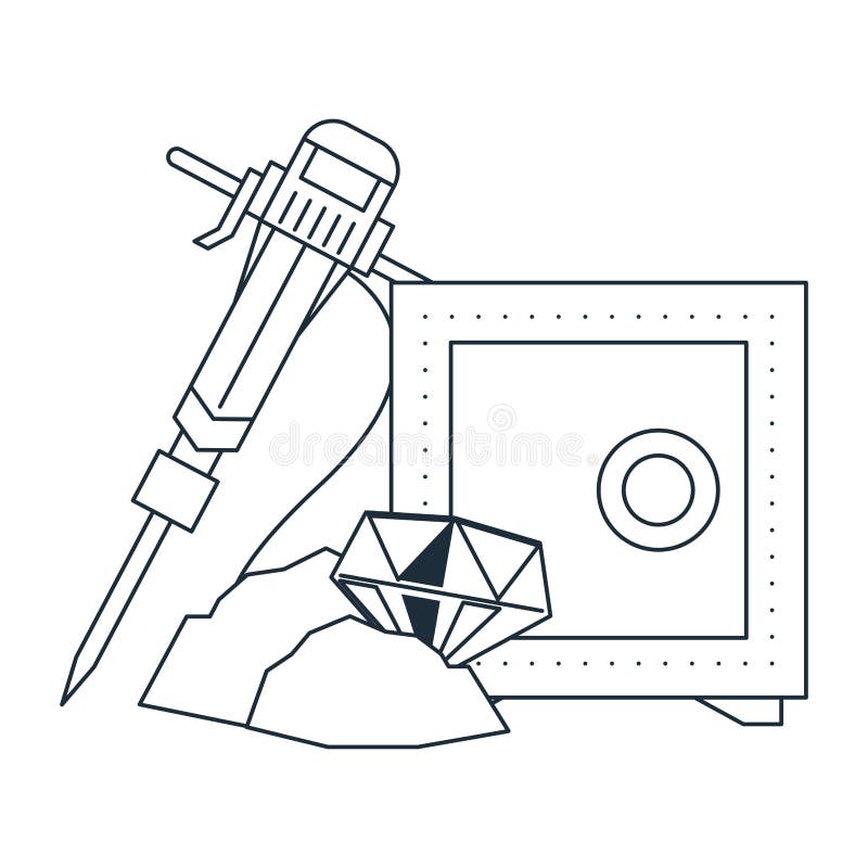 Diamond Mining and Worker with Tools on Wagon Stock Vector ...