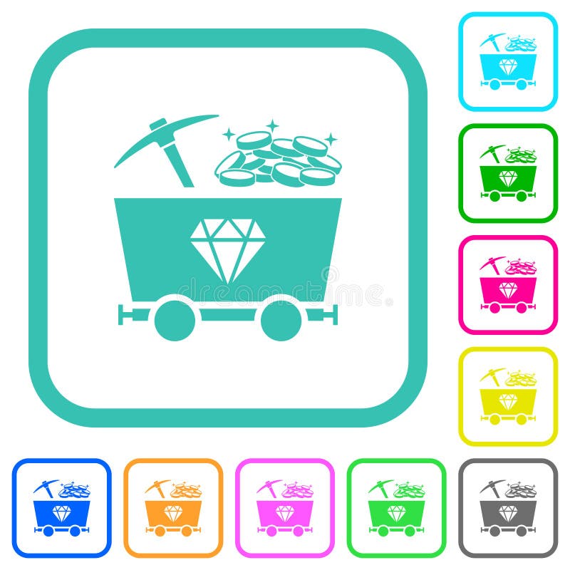 Diamond Mining with Treasure Vivid Colored Flat Icons Stock Vector ...