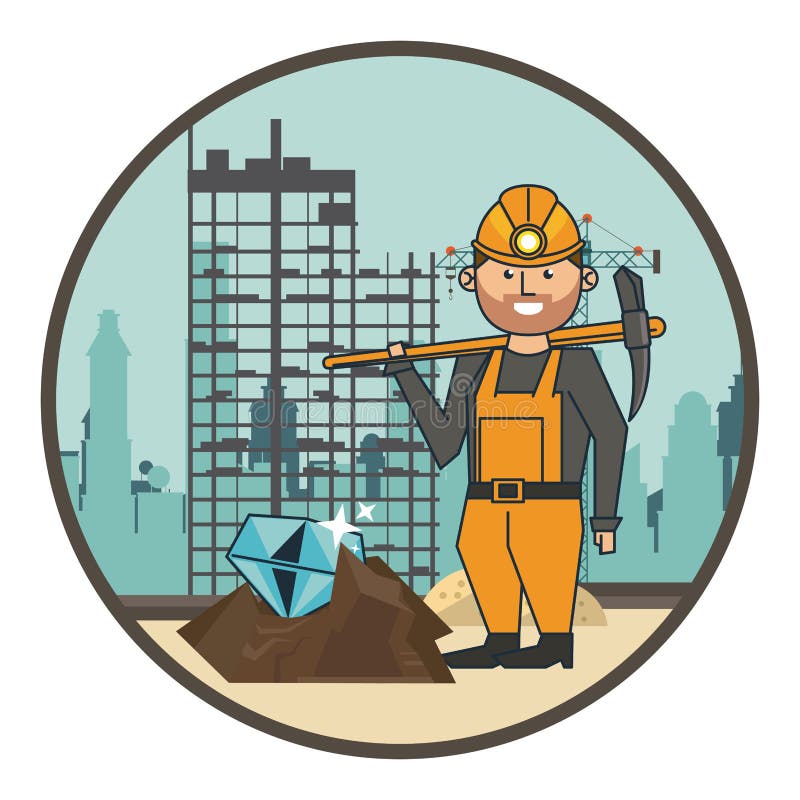 Mining and worker cartoon stock vector. Illustration of excavator ...