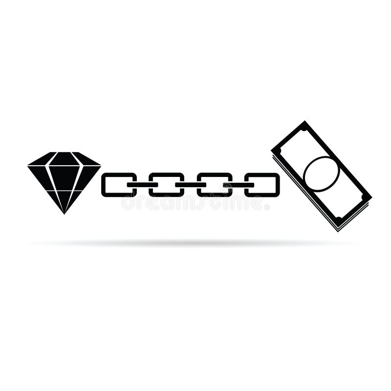 Diamond and Money Connected with Chain Stock Vector - Illustration of ...