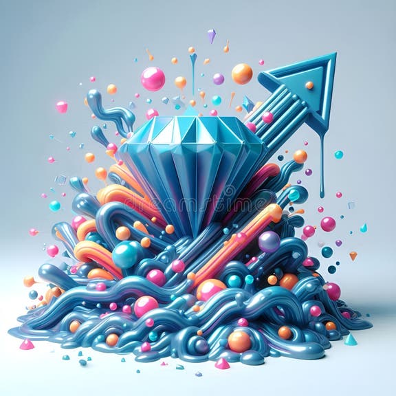 Diamond Multicoloured Shiny Metallic Arrow Pointer Cursor 3d Liquid ...