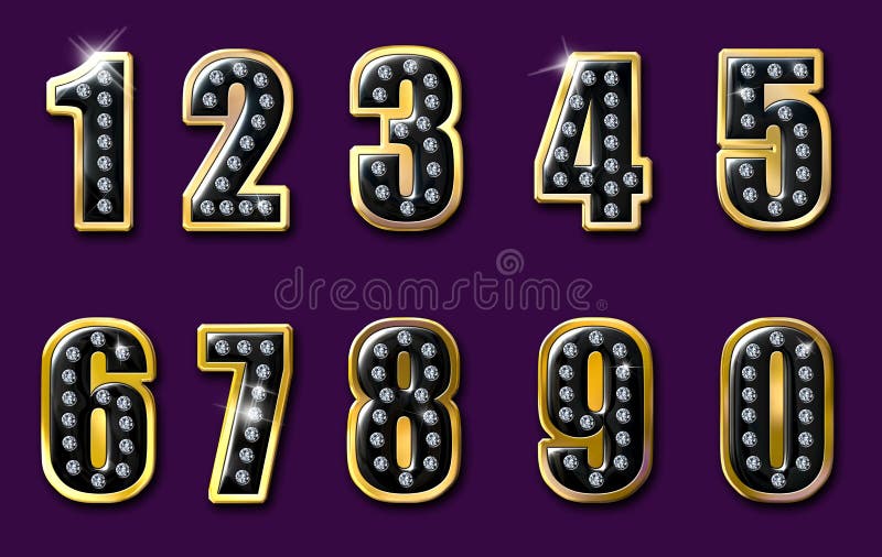 Vector Set of Bling Numbers Stock Vector - Illustration of jewel ...