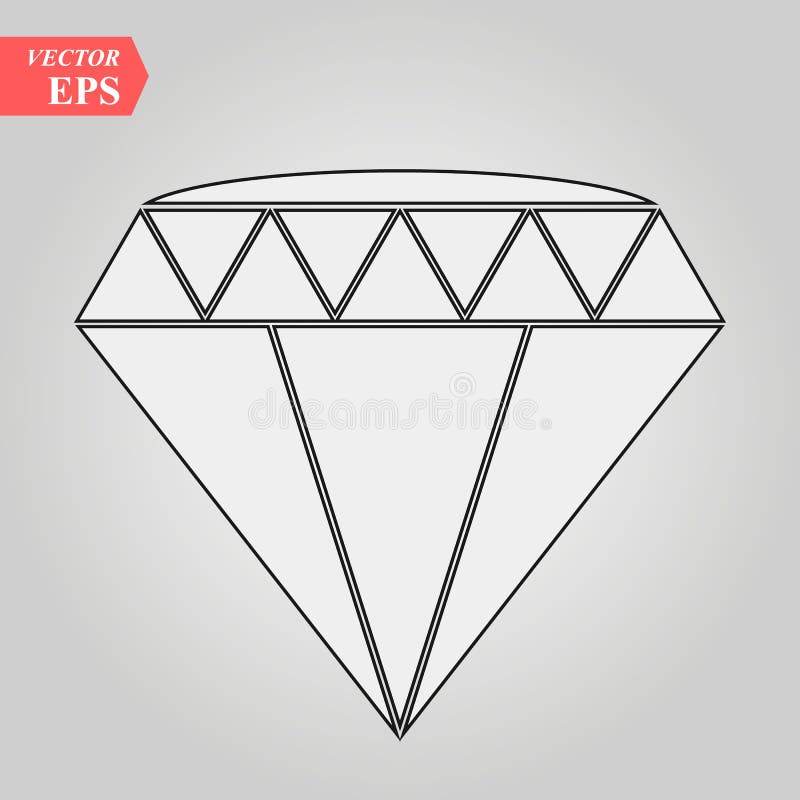Diamond Outline Icon, Modern Minimal Flat Design Style, Thin Line ...