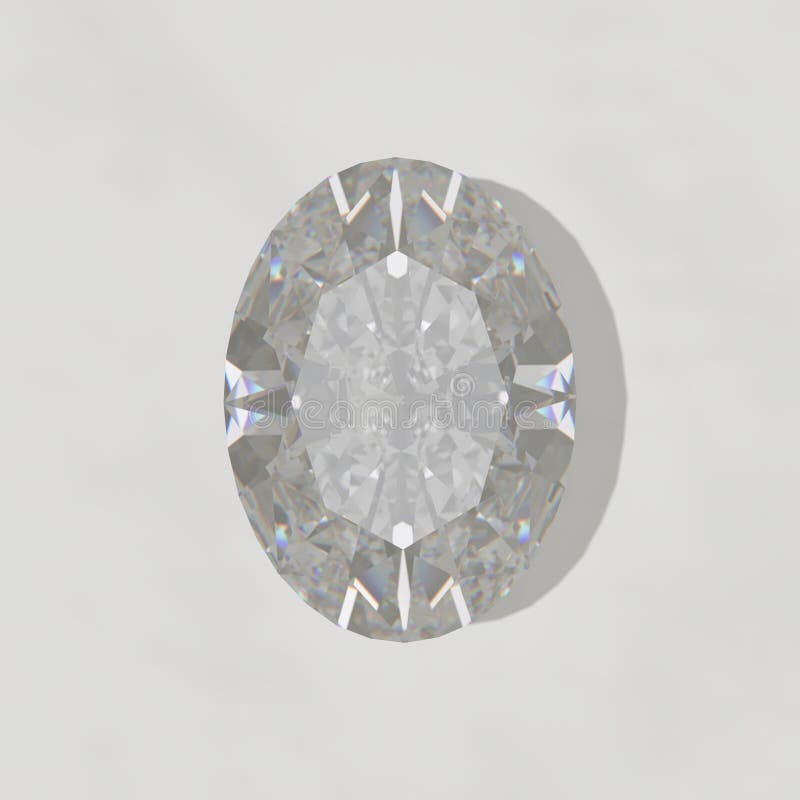 Diamond Oval Cut Isolated on White Background Stock Illustration ...