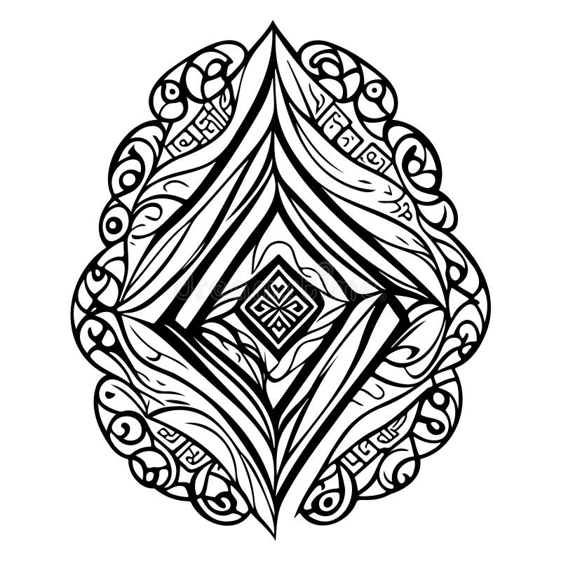 Diamond Pattern Ornament Batik Design Element Illustration Black Stock ...