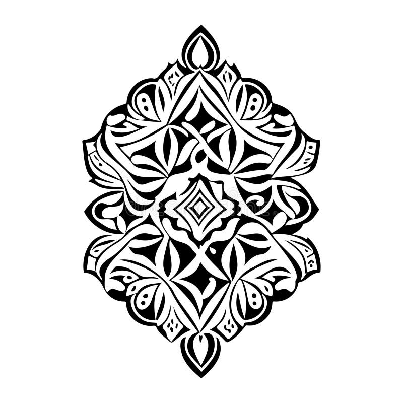 Diamond Pattern Ornament Batik Design Element Illustration Black Stock ...