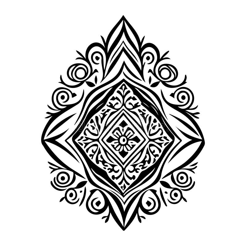 Diamond Pattern Ornament Batik Design Element Illustration Black Stock ...