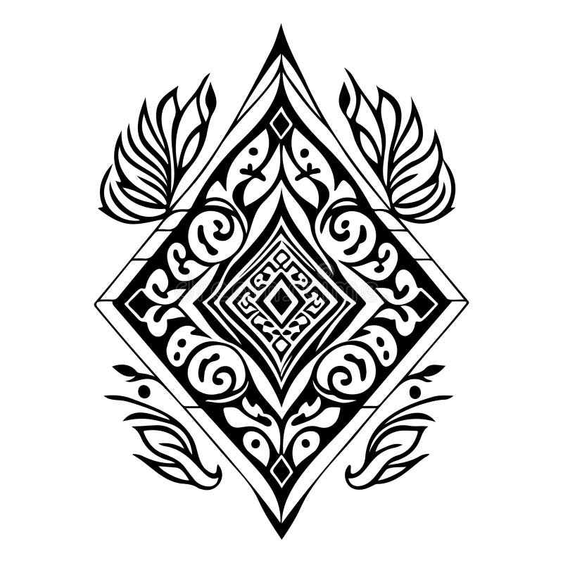 Diamond Pattern Ornament Batik Design Element Illustration Black Stock ...