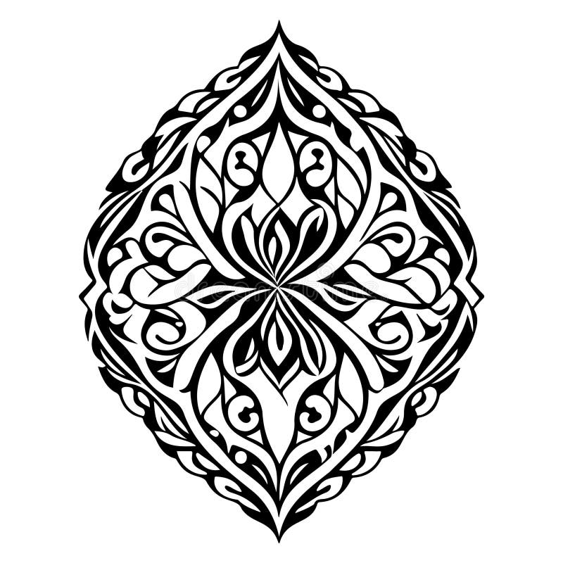 Diamond Pattern Ornament Batik Design Element Illustration Black Stock ...