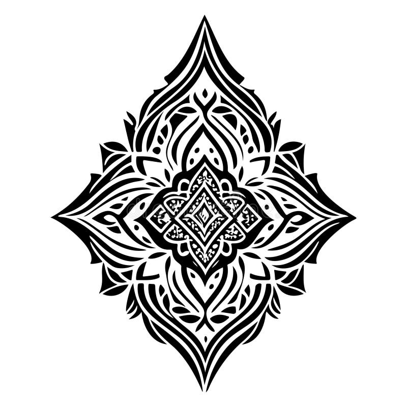 Diamond Pattern Ornament Batik Design Element Illustration Black Stock ...