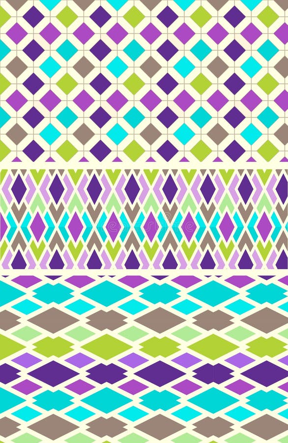 3 Diamond Patterns Seamless Stock Vector - Illustration of colors, blue ...