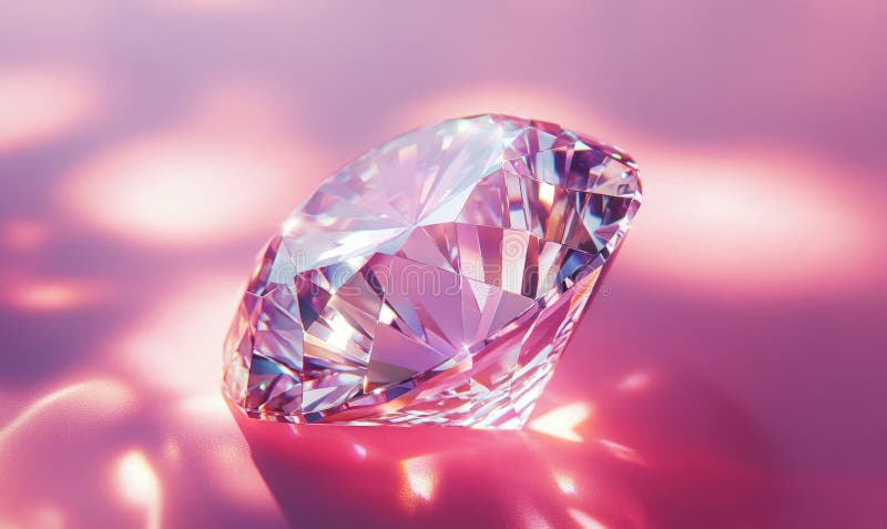 A Diamond is on a Pink Surface Stock Illustration - Illustration of ...