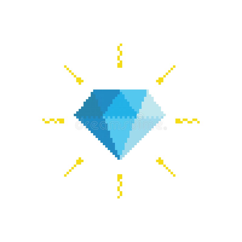 Diamond Pixel Art Icon, Precious Stone Gemstone Stock Vector ...