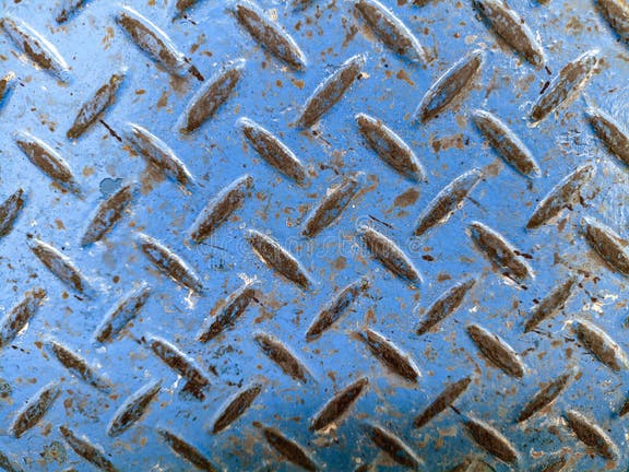 Diamond Plate Patterned Iron Texture Painted in Blue Stock Image ...