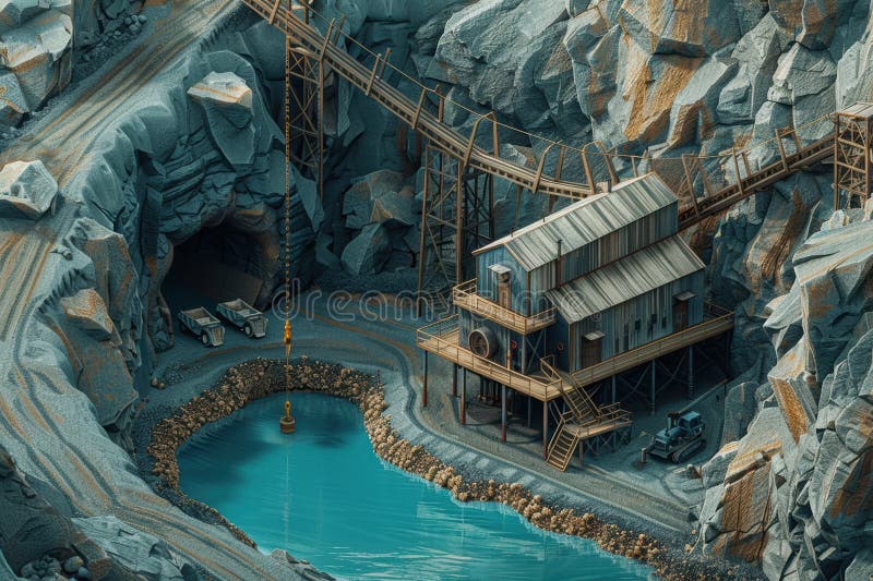 A Diamond Quarry with a Focus on Extraction Methods and Rocky Terrain ...