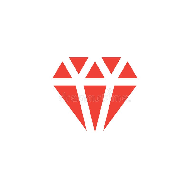 Diamond Red Icon on White Background. Red Flat Style Vector ...