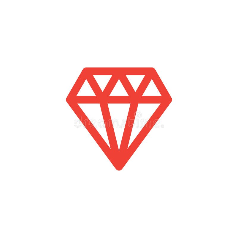 Diamond Red Icon On White Background. Red Flat Style Vector ...
