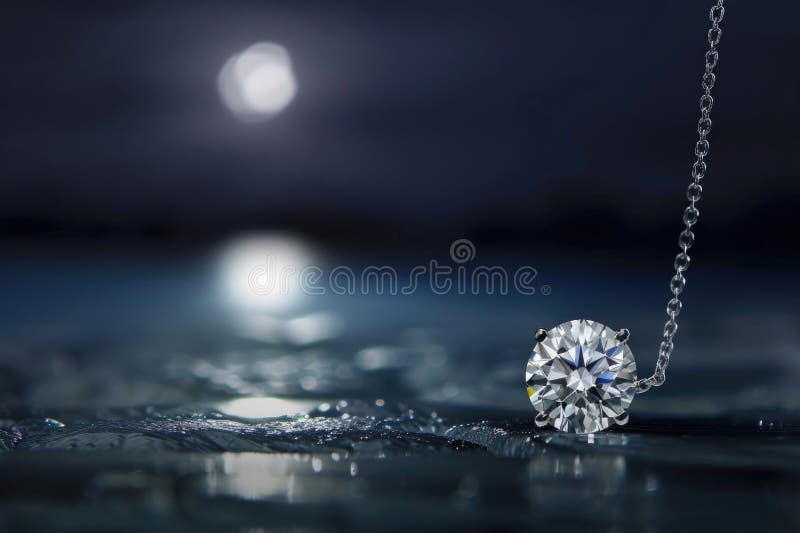 A Diamond Resting on the Water with a Full Moon in the Background ...
