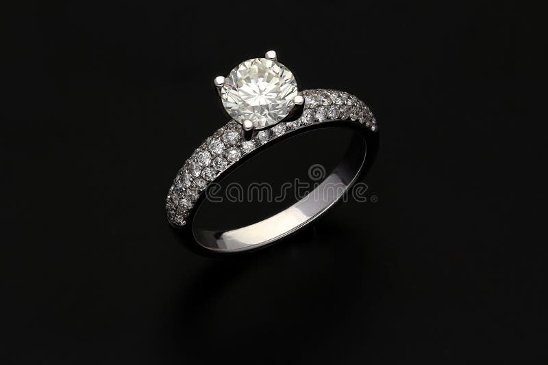 Diamond Ring on Black Background Stock Photo - Image of luxury, casual ...