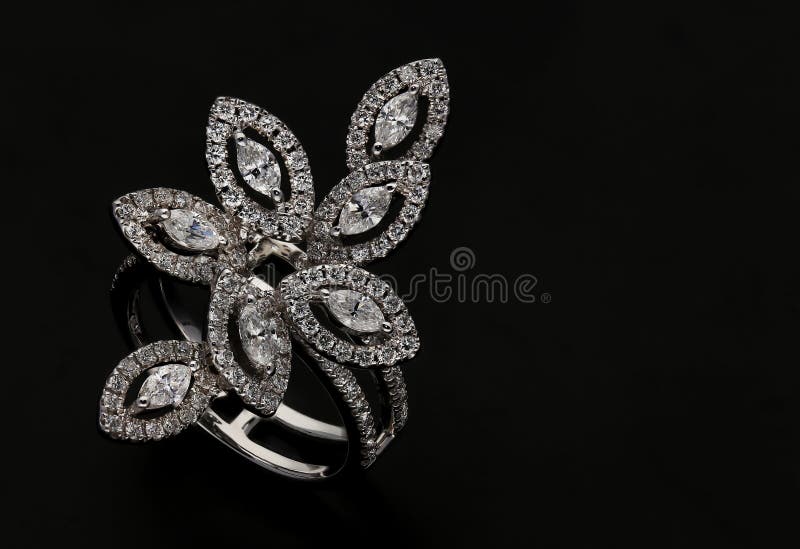 Diamond Ring on Black Background Stock Image - Image of princess, gold ...