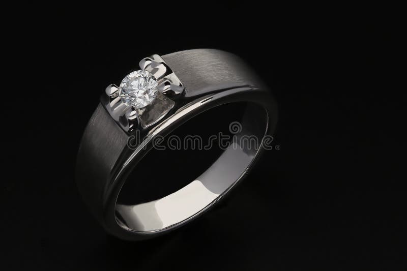 Diamond Ring on Black Background Stock Photo - Image of princess, round ...